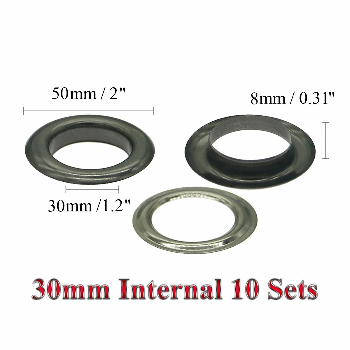 Металлические люверсы из меди 25/30/40 мм 30mm Black 10 sets