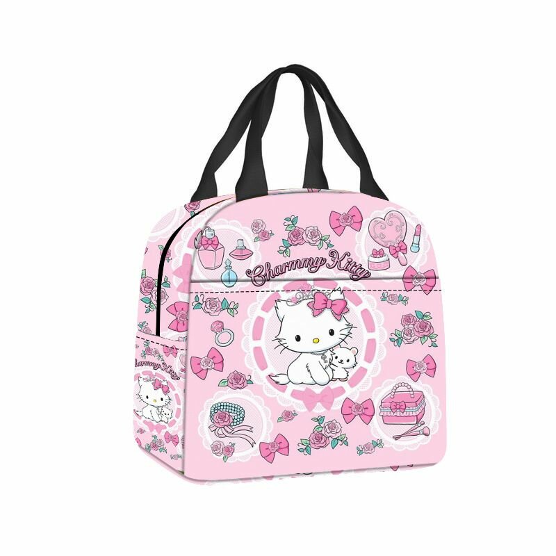 Рюкзак для еды Hello Kitty, с изображением милой кошки Кэти, термосумка для обеда, сумка для ланч-бокса для студентов.