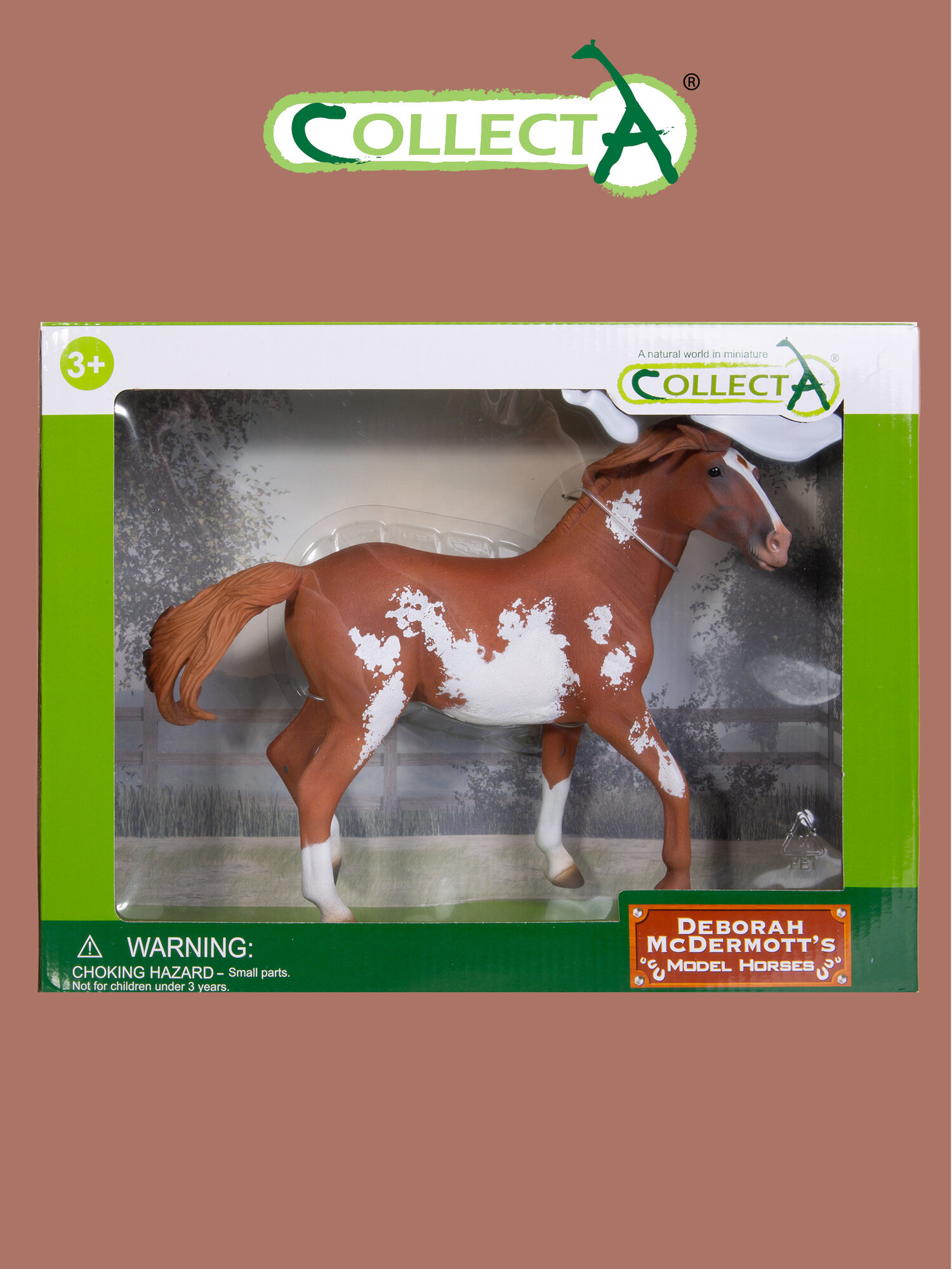 Фигурка животного Collecta Лошадь Жеребец Мустанг пятнисто-каштановый, Deluxe в подарочной упаковке 89806b