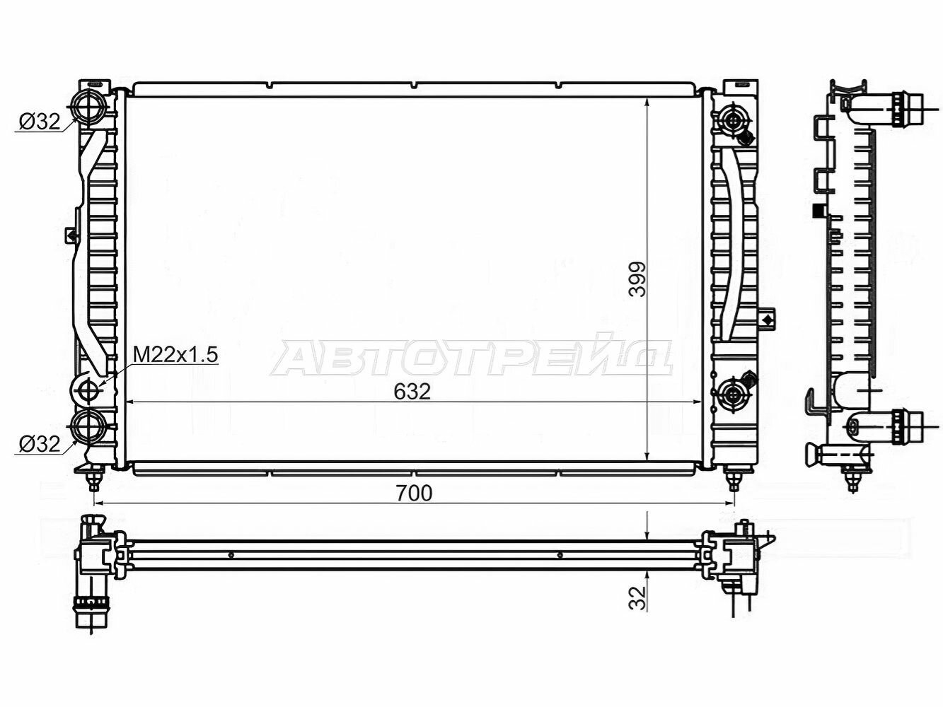 Радиатор охлаждения двигателя для Ауди A4, A6, S6, Фольксваген Пассат арт VW0003 SAT