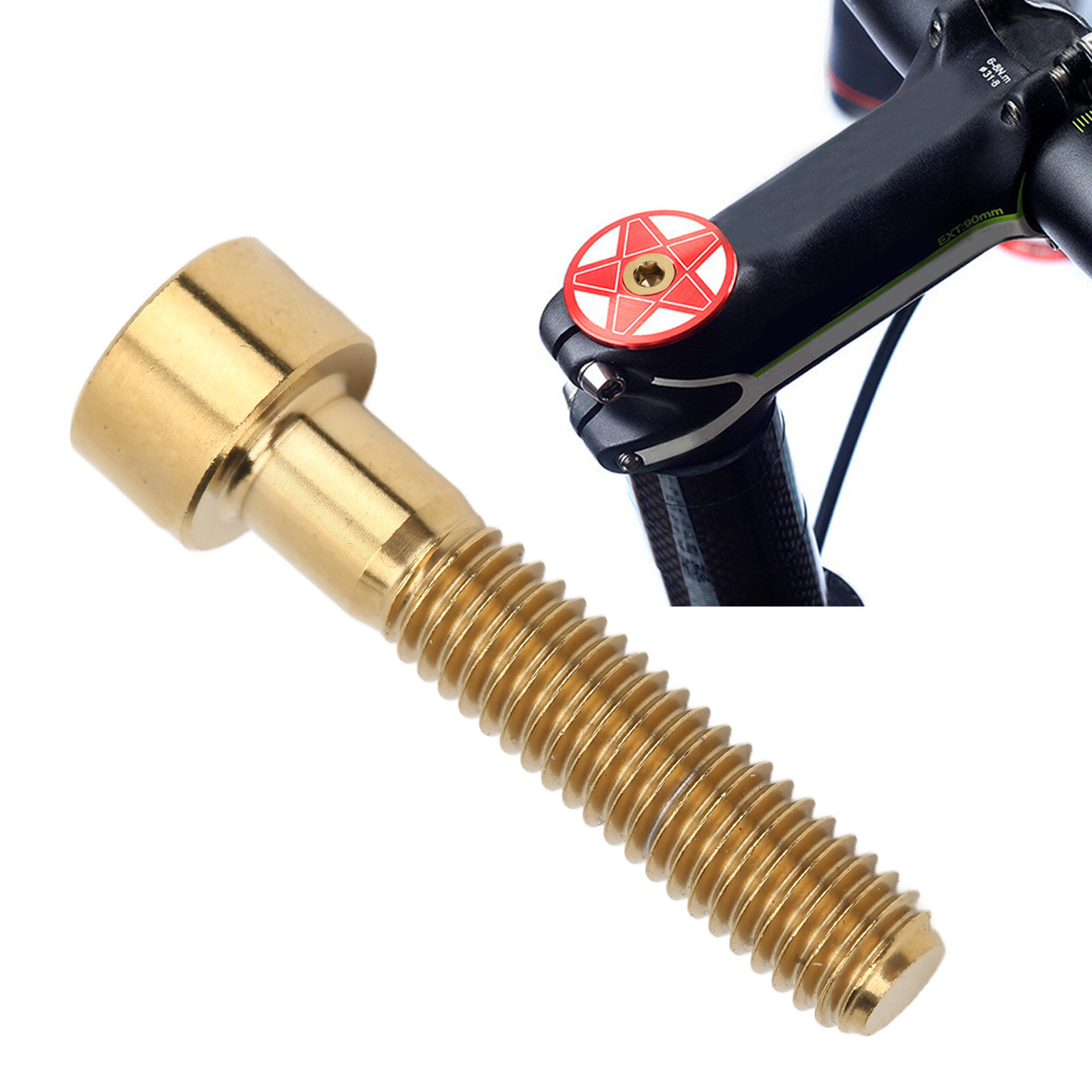 RISK Крепежный болт верхней крышки выноса гарнитуры M6x30 мм, болт выноса рулевой колонки велосипеда, винт из титанового сплава для ремонта велосипеда, золото