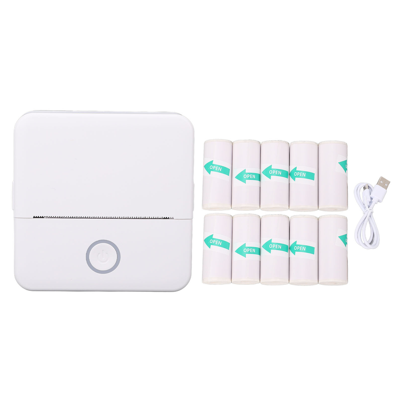 Компактный многофункциональный беспроводной термопринтер с Bluetooth для дома и школы, в комплекте 10 рулонов бумаги.