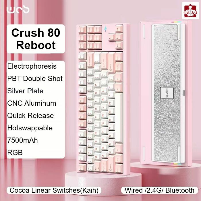 Клавиатура WOB Crush 80 Reboot, Cherry Pink/Electrophoresis/PBT Double Shot Keycaps