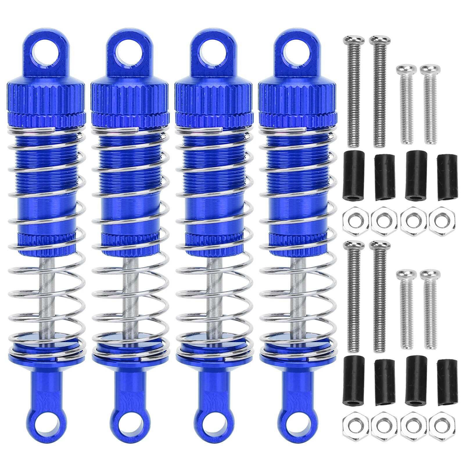 4Pcs/Set Shock Absorbers Aluminum Alloy Spring Damper Accessory for MN 1/12 D90 RC CarBlue