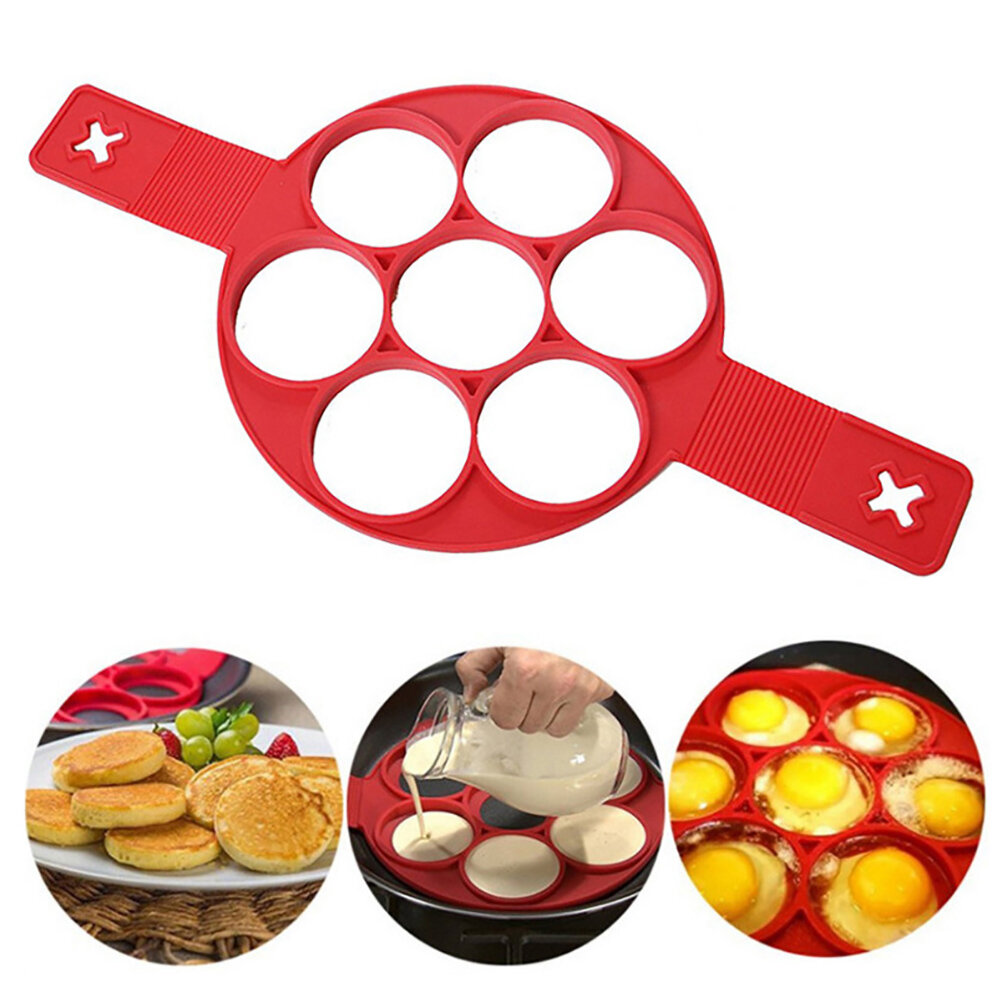Силиконовая форма с 7 отверстиями, форма для приготовления блинов, антипригарная форма для изготовления яиц и колец, кухонная форма для выпечки, инструменты для приготовления пищи