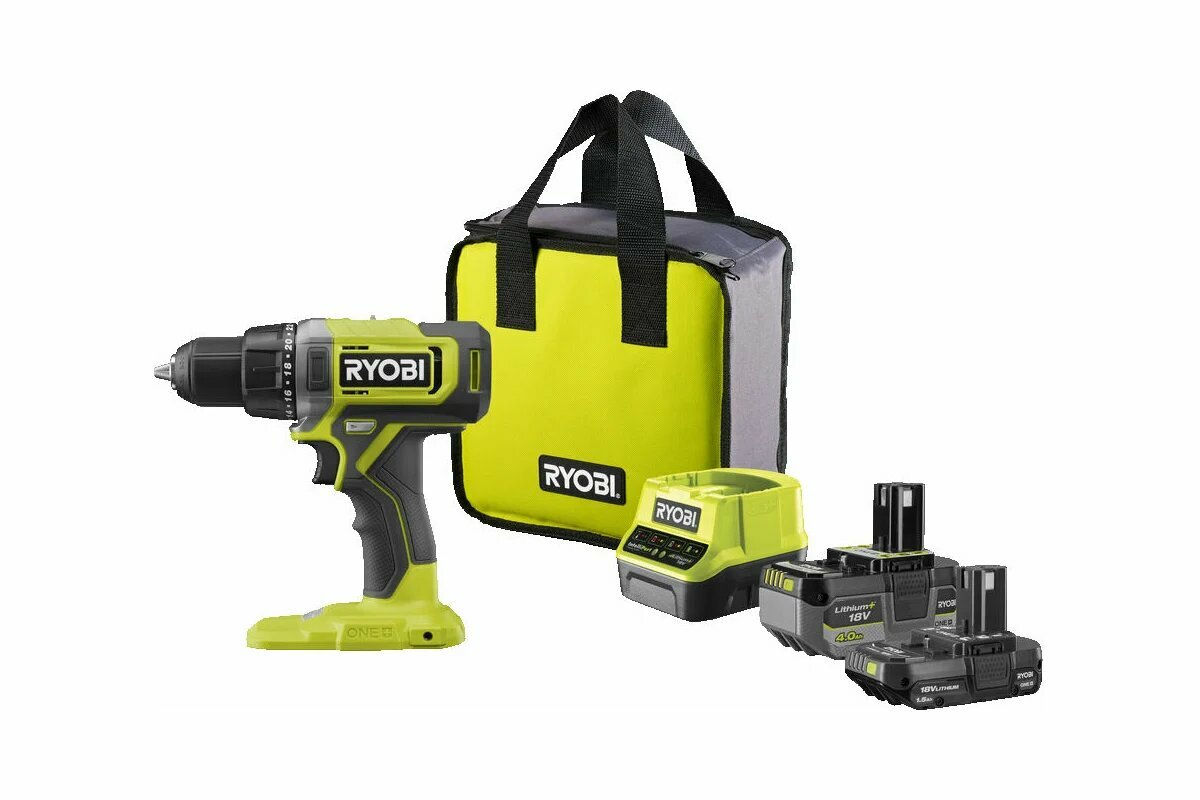Дрель-Шуруповерт Ryobi RDD18-2C415S, 18V, 2 Аккумулятора, сумка