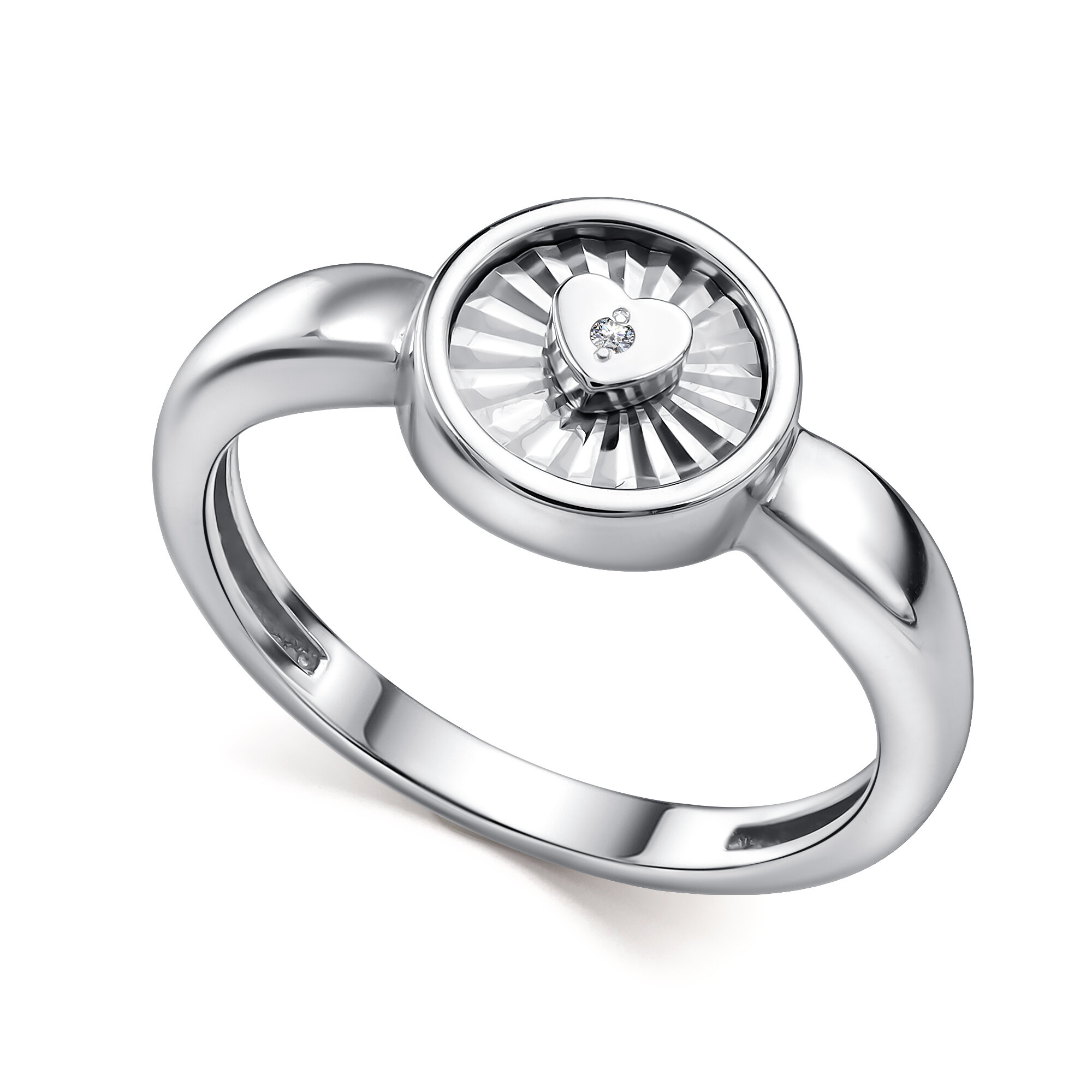 Кольцо, серебро, 925 проба, родирование, бриллиант