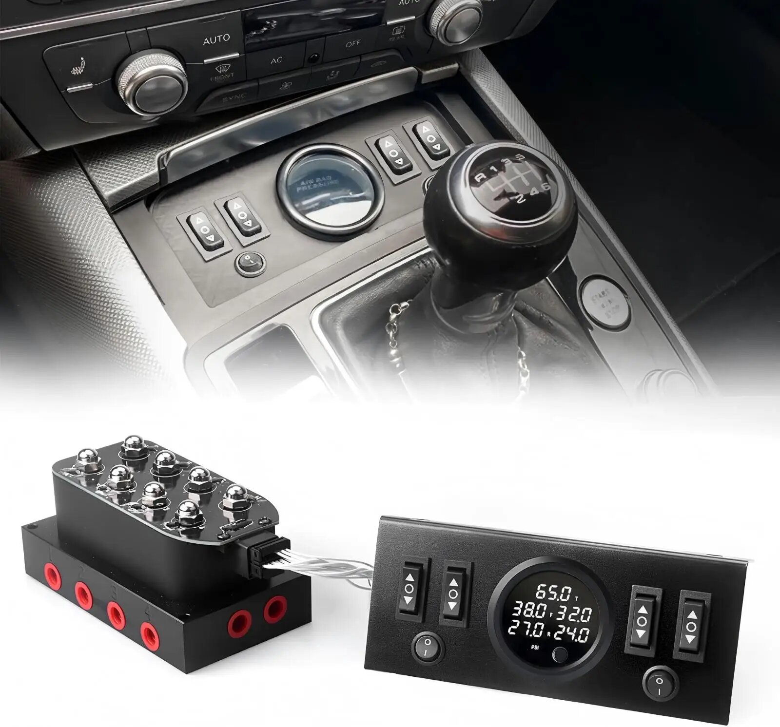 Новый обновленный комплект коллектора с 8-клапанной пневматической подвеской 12 В, панель управления и 5 маномерами, синий дисплей, универсальный, подходит для автомобилей red