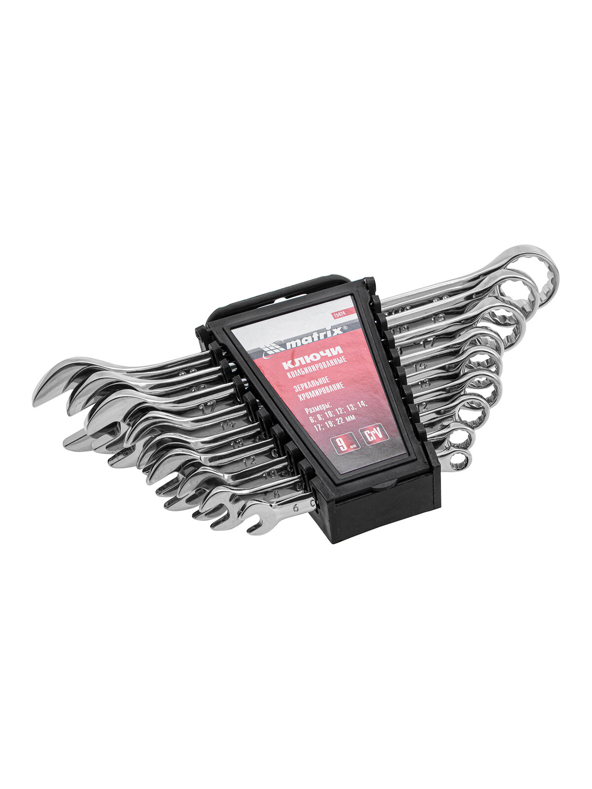 Набор ключей комбинированных Matrix 6 - 22 мм, 9 шт, CrV, полированный хром 15424