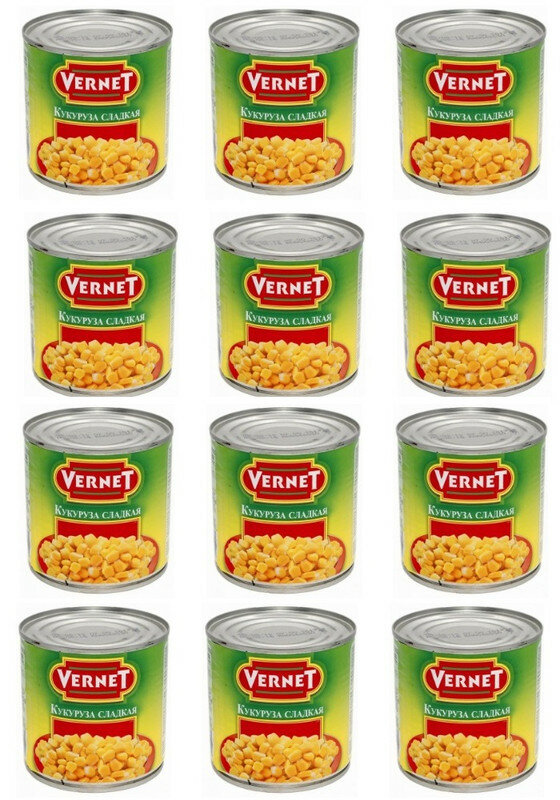Vernet Кукуруза сладкая, 340 гр, 12 упаковок в коробке
