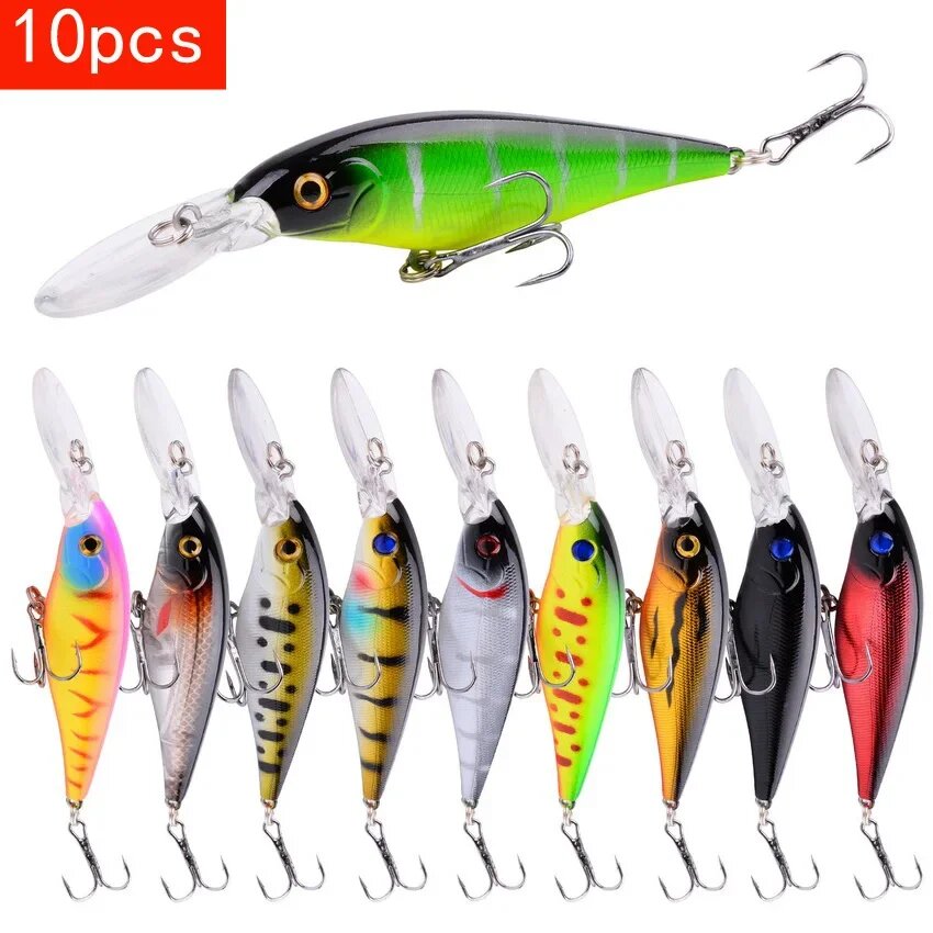 Воблеры AOrace 10 шт. Minnow Lure, Цвет: 10 PCS