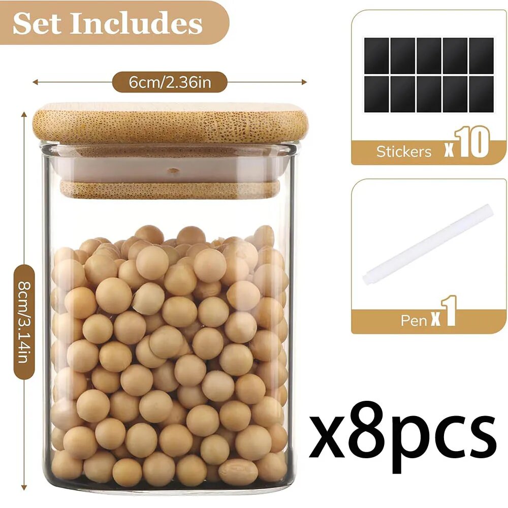 Стеклянные банки для специй 9 унций 8Pcs Set