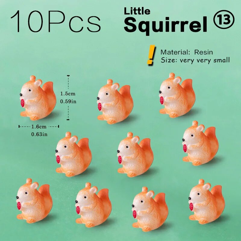 Мини-фигурки белки из смолы, 10 шт, Цвет: 10pcs Squirrel-b