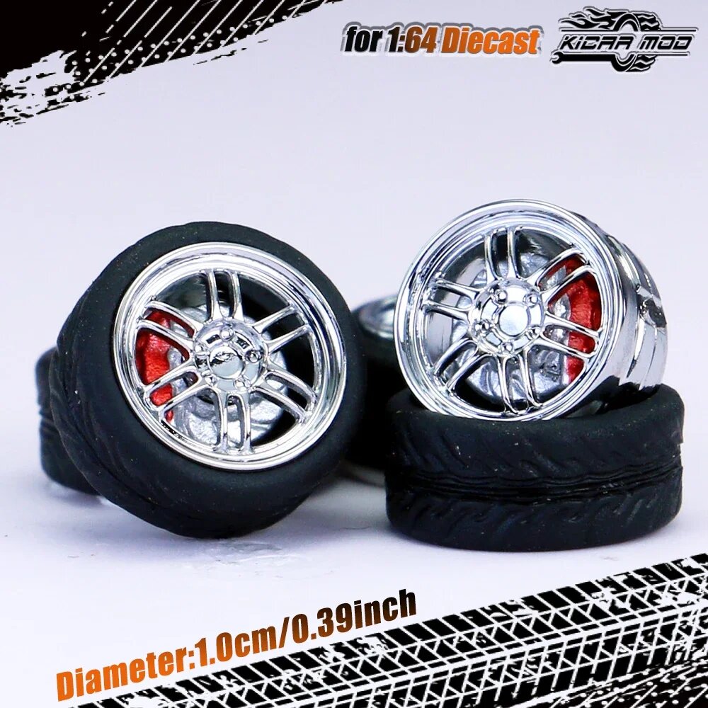 Kicarmod 1/64 модель автоколеса из пластика с резиной 10мм для моделей Tomica MINI GT