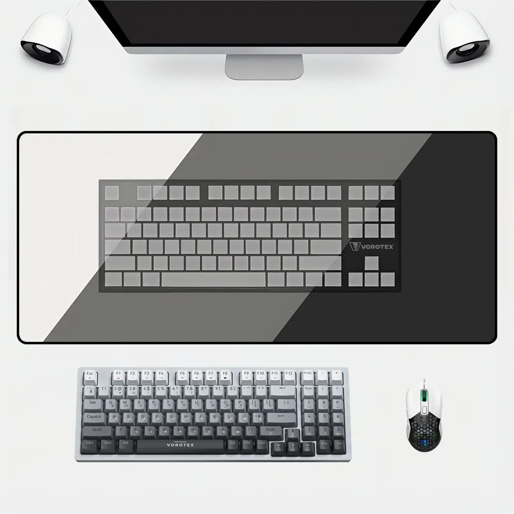 Игровой коврик VOROTEX XXL, 90х40 см, 4 мм, Keyboard on gray (Клавиатура на сером)