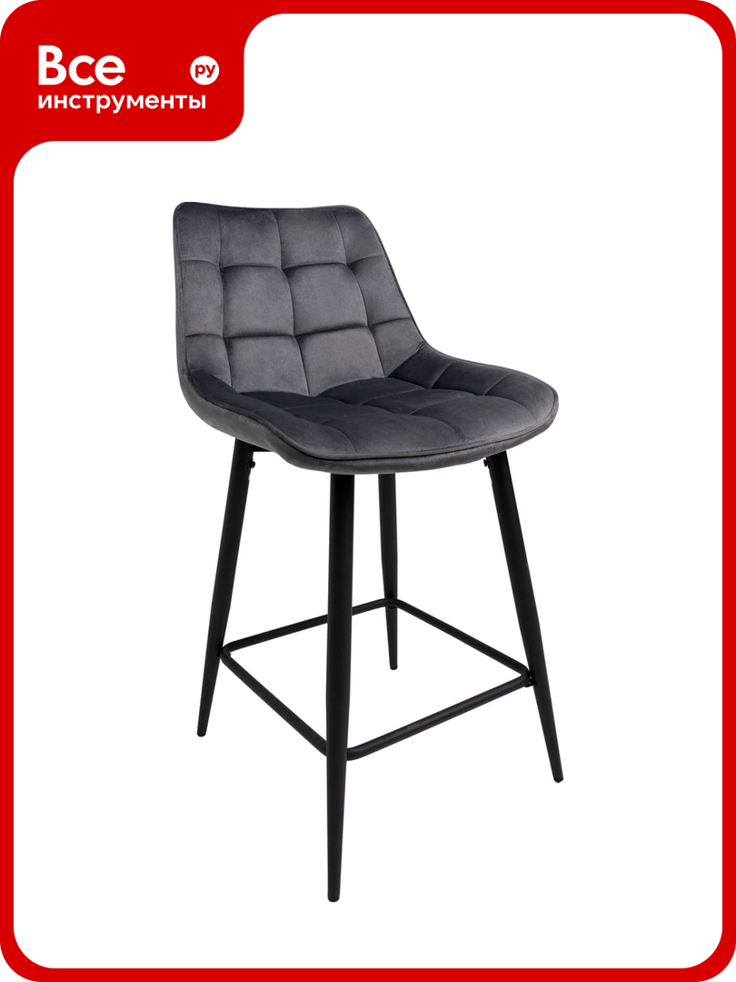Стул, AKS, AKS Home LINX, полубарный, темно-серый велюр G062-40/черный 86206, прочный износостойкий и приятный, прочный