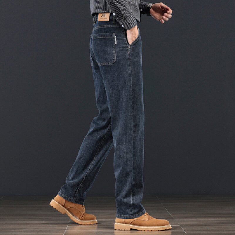 Слим тапер джинсы Rong Прямые весенне-осенние джинсы мужские новинки ретро-синяя брюки, Размер_36