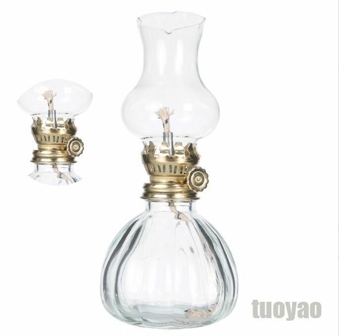 Керосиновая лампа для внутреннего освещения с фитилем/ Классическая масляная лампа с прозрачным стеклянным абажуром, Принадлежности для дома и церкви.
