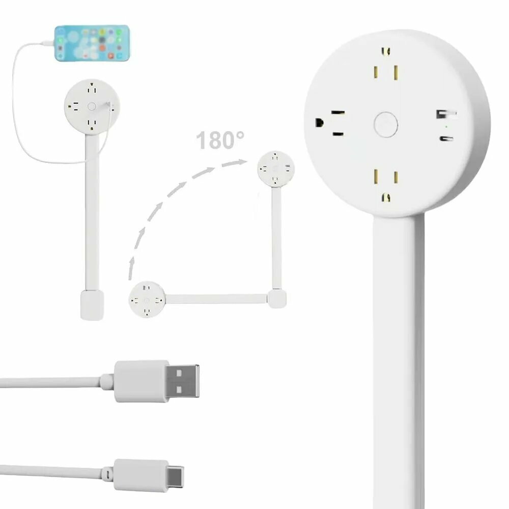 Удлинитель розетка с встроенным предохранителем, 2 USB порта