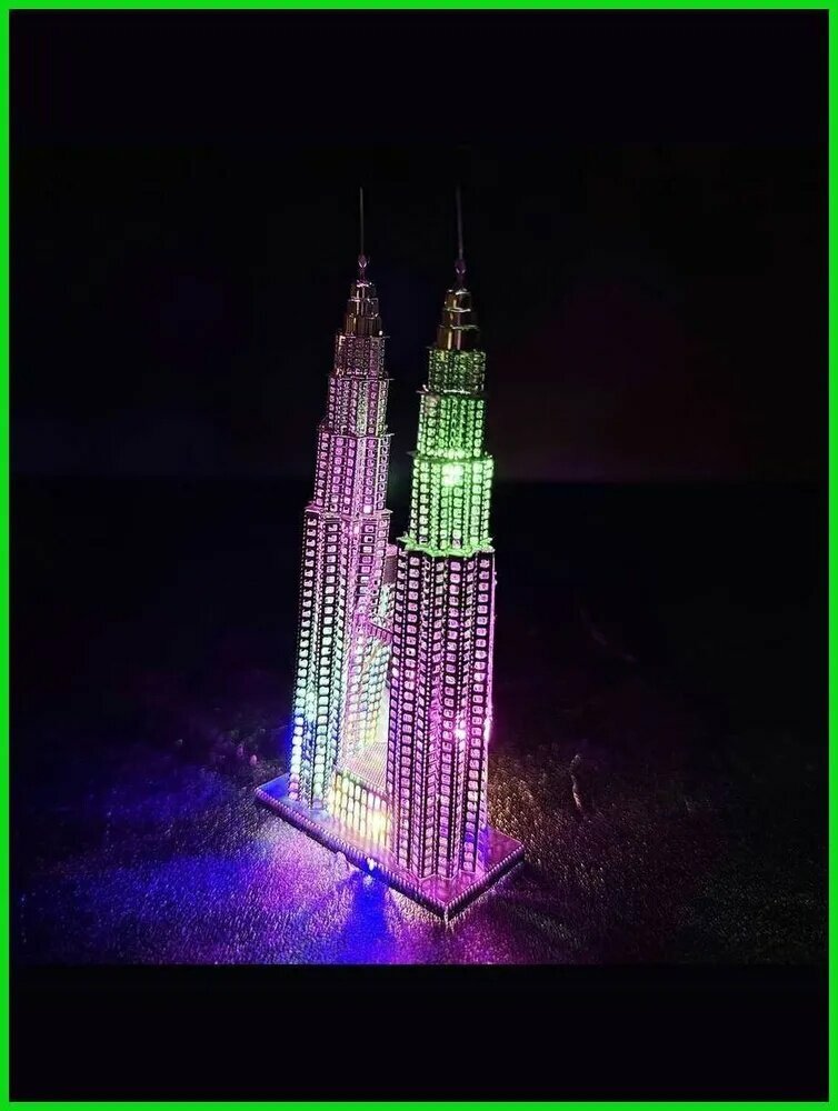 Башни-близнецы (цветные огни) / 3D металлические головоломки DIY Взрослые игрушки