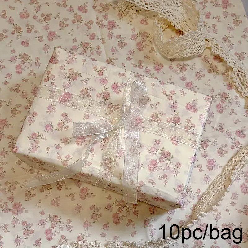 10 кусочков Сиднейской бумаги с бантом и цветочным узором,50*35 см, Бумага для упаковки букетов цветов и подарков