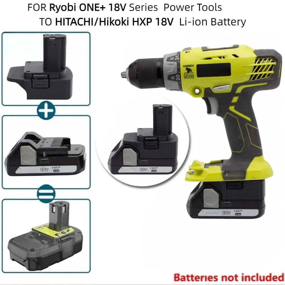 1 преобразователь/адаптер аккумулятора для литий-ионного аккумулятора HITACHI/Hikoki HXP 18 В для электроинструментов Ryobi ONE + 18 В/20 В (только адаптер)