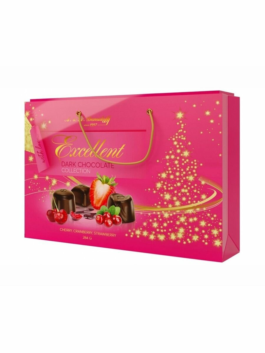 Набор конфет в темном шоколаде "Варенье вишня, клубника, клюква" 284гр 1 шт.