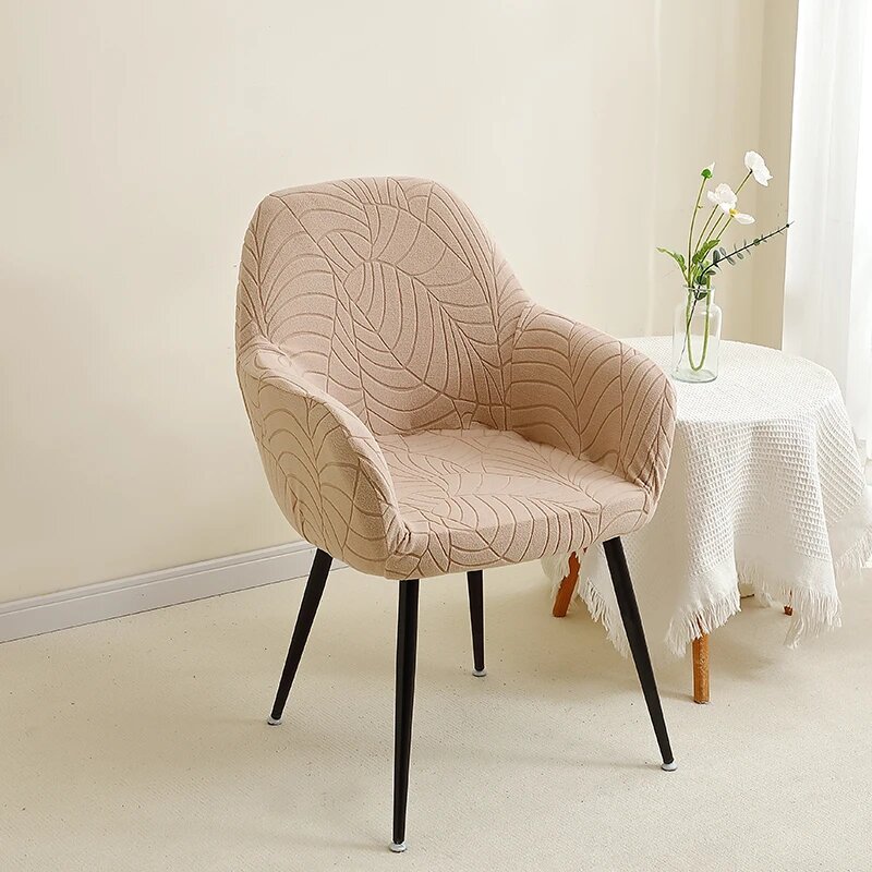 Жаккардовый эластичный чехол для стула с высоким подлокотником и принтом листьев, чехлы для обеденного стула, чехол для офисного сиденья, отель, банкетный, Housse De Chaise 의자커버 A6 Chair cover