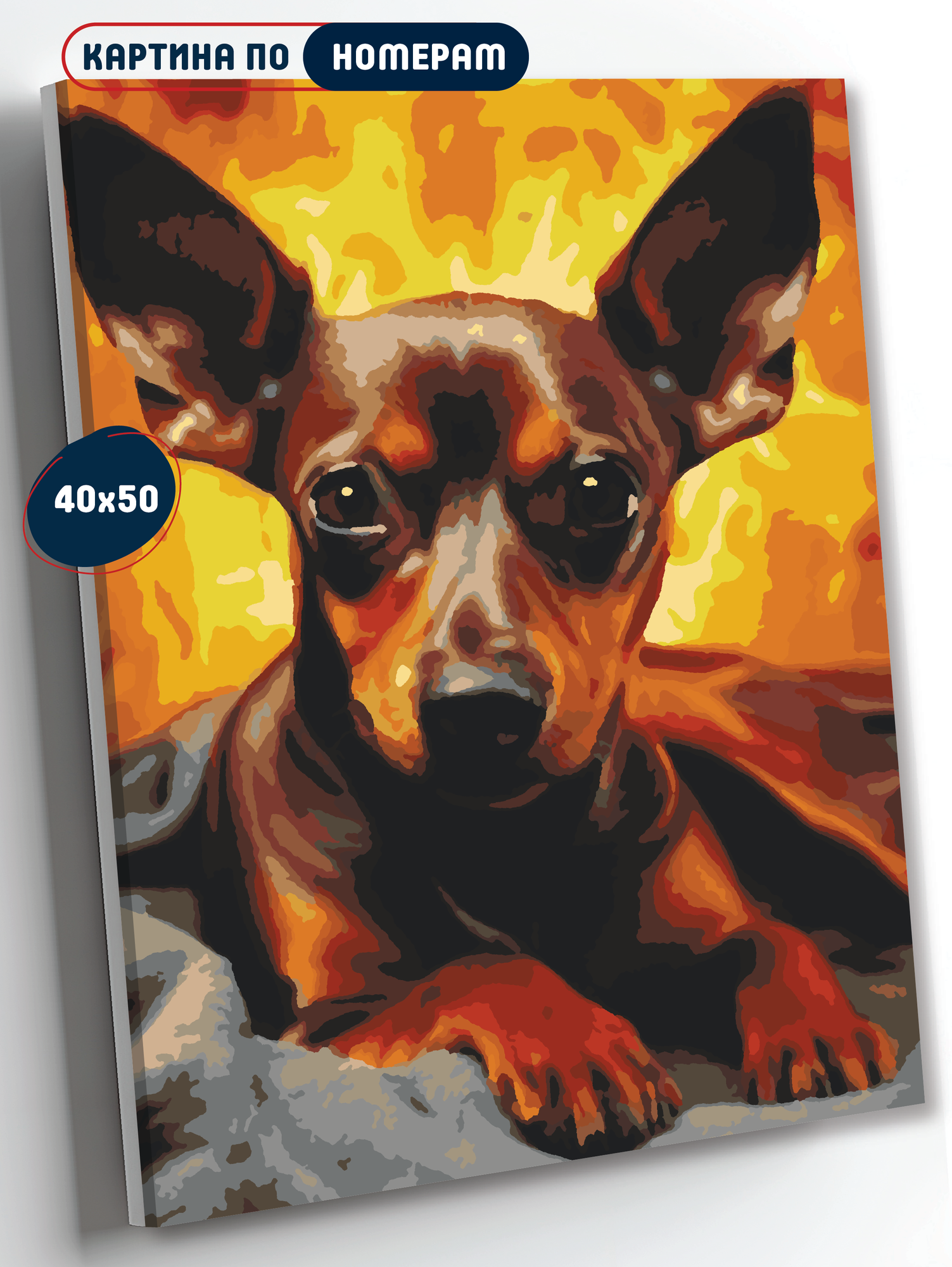 Картина по номерам "Цвергпинчер", Холст на подрамнике 40х50, набор для рисования, с животными