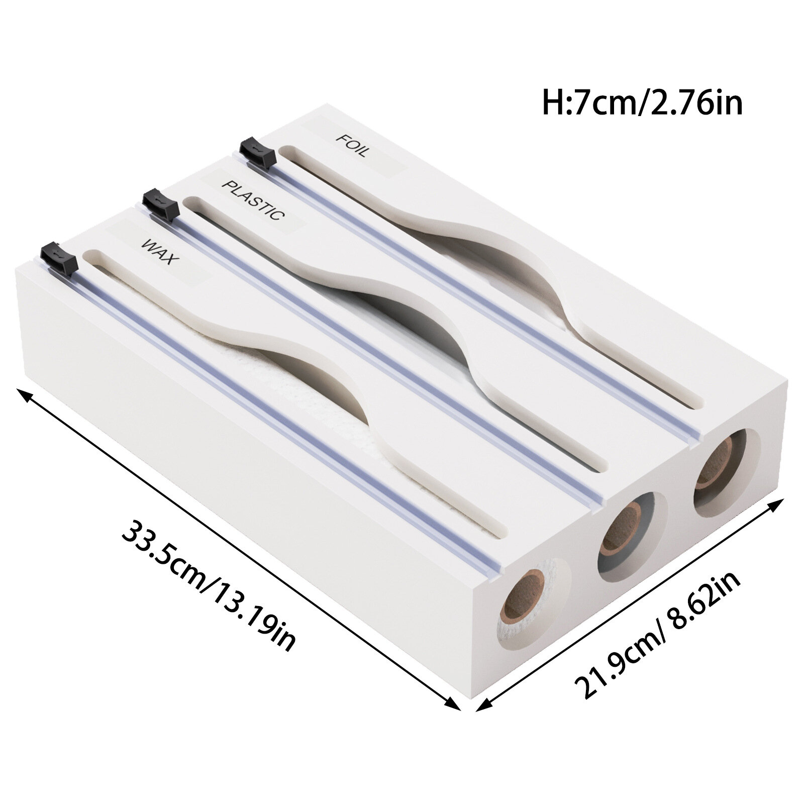 Держатель кухонный, для фольги, пленки и полотенец, бамбуковый, белое，Три сетки