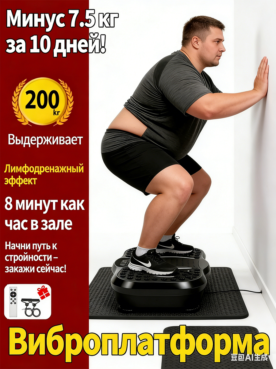 Виброплатформа для похудения до 200 кг с музыкой, домашний кардио тренажер электрический антицеллюлитный