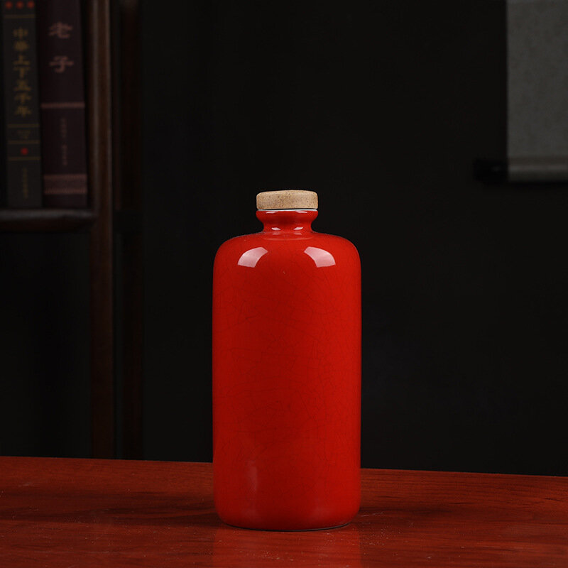 Керамическая бутылка для алкоголя Jingdezhen 0.5kg для домашнего использования, пустая бутылка для заваривания алкоголя, герметичная винная банка, бутылка для вина 500мл.