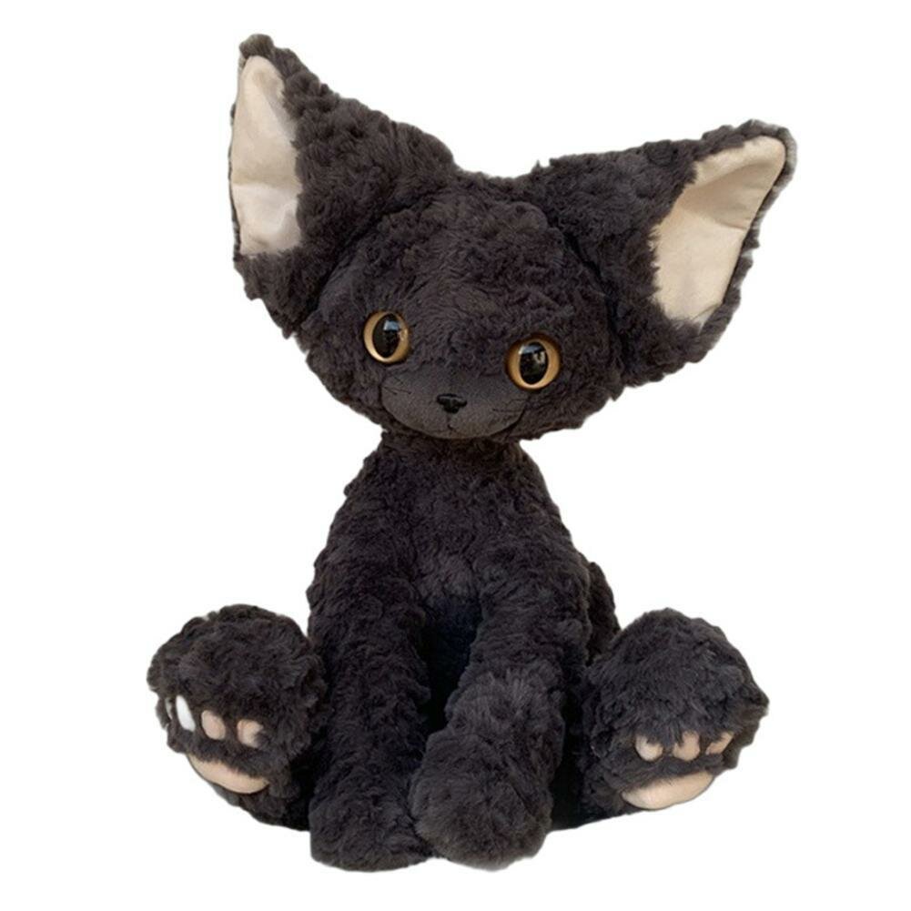 Мягкая игрушка Немецкий кот, кот Девон, 35 см черный
