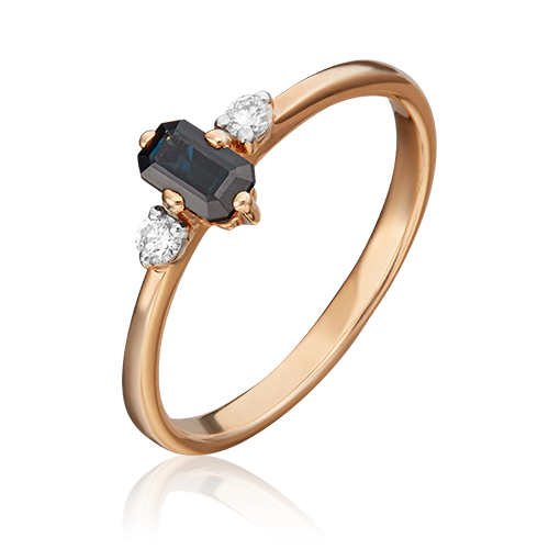 Кольцо, красное золото, 585 проба, сапфир, бриллиант
