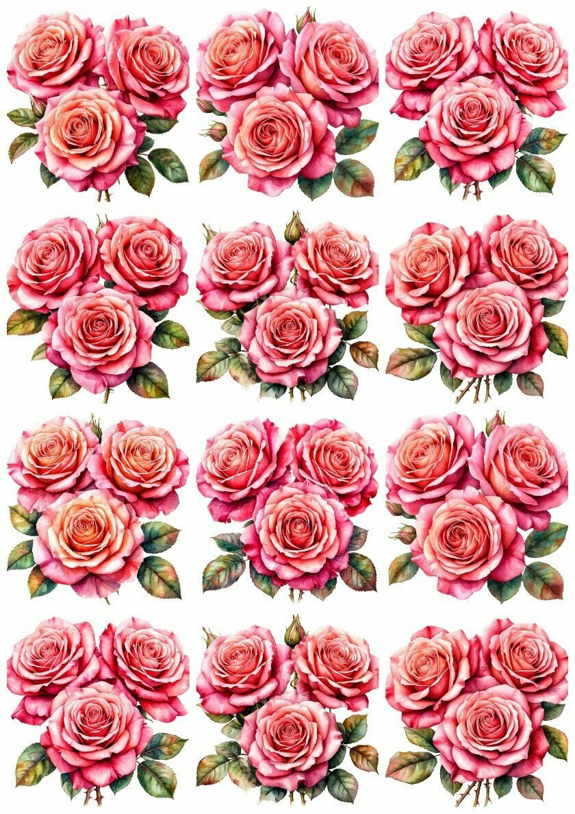 Водорастворимая картинка для мыла А4 Розы