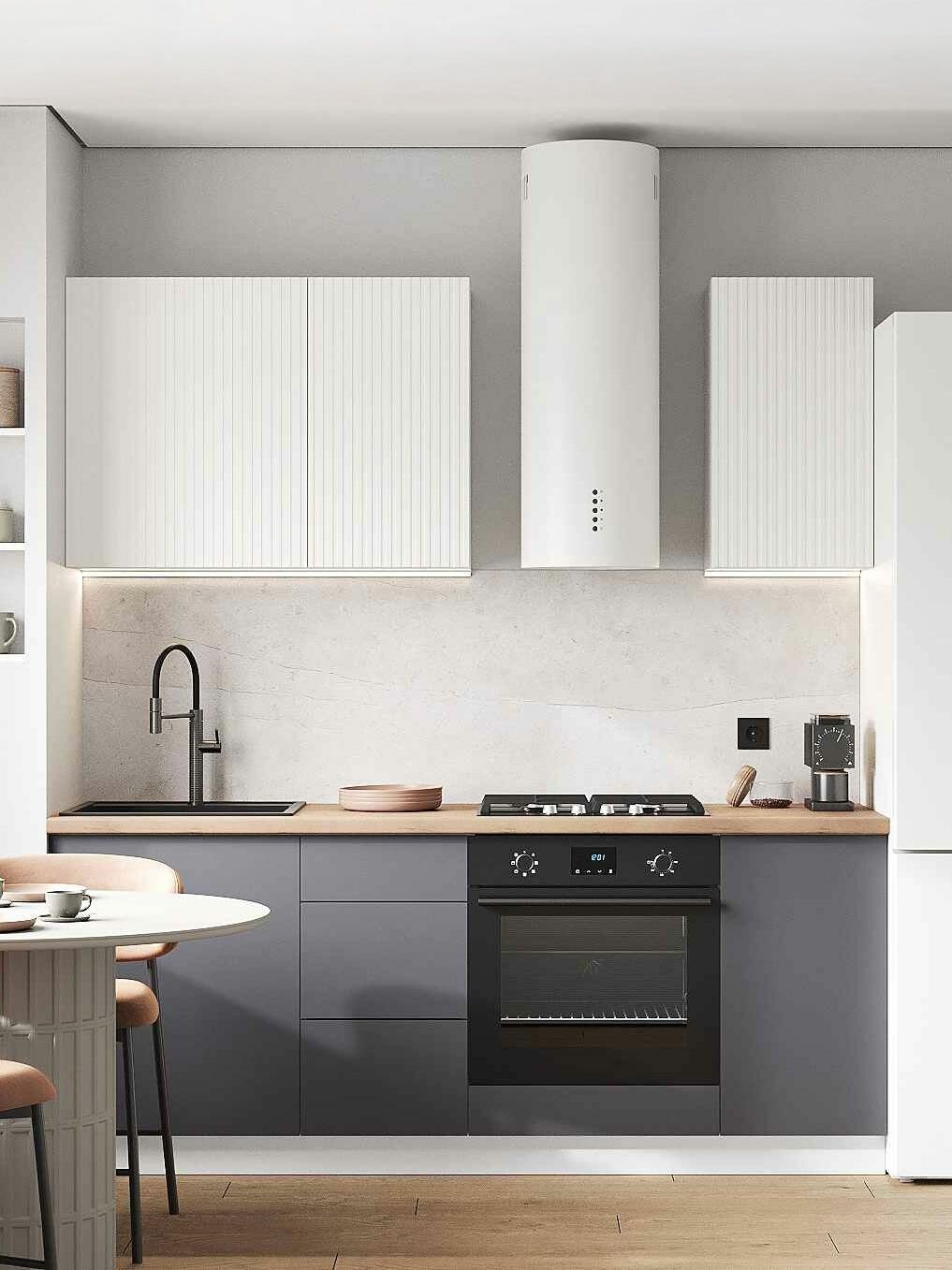 Кухонный гарнитур Комби 2 м, мебель для дома и кухни, Белый / Бланж / Графит