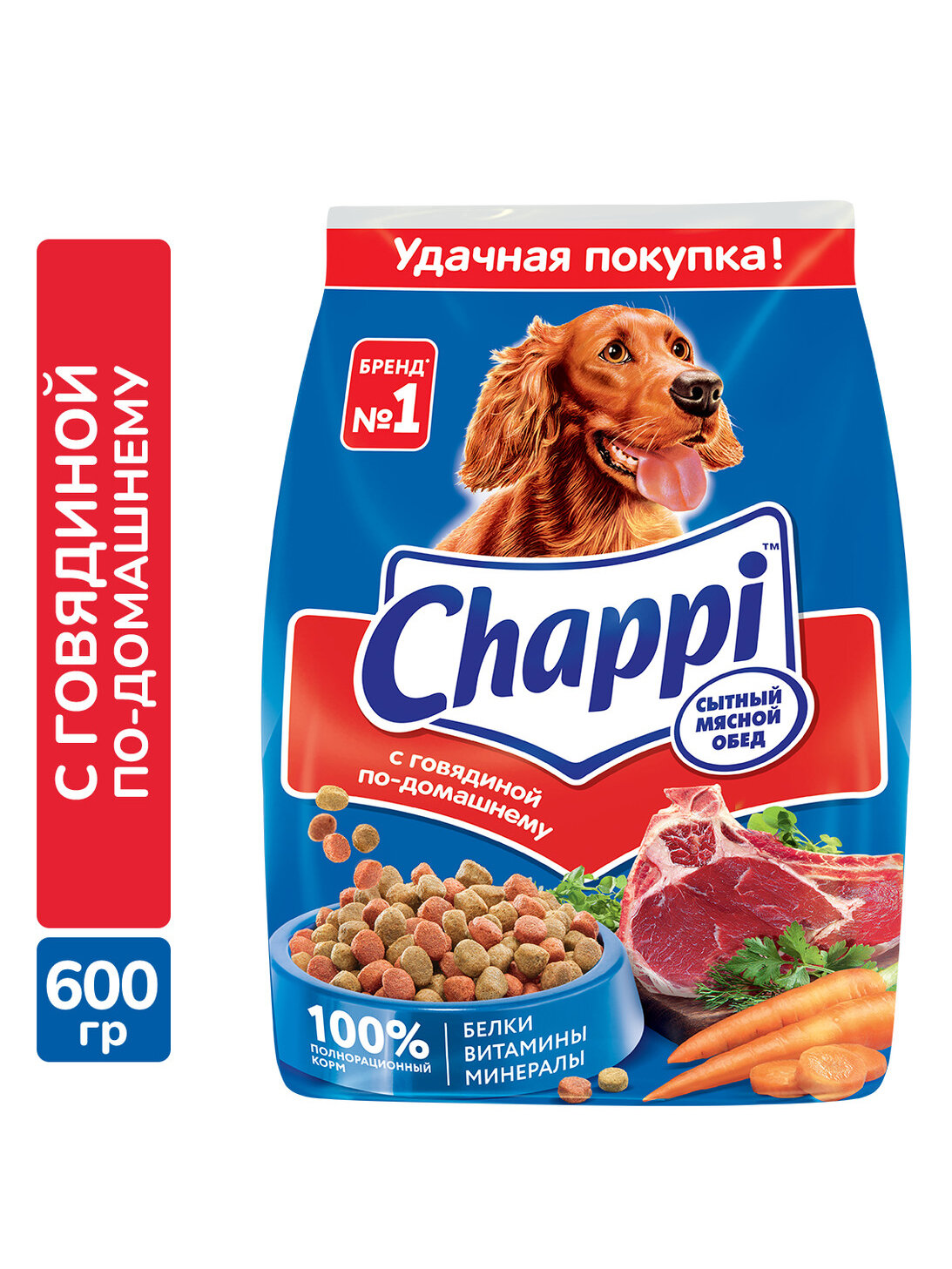 Корм сухой для собак Chappi, с говядиной по-домашнему, 600г