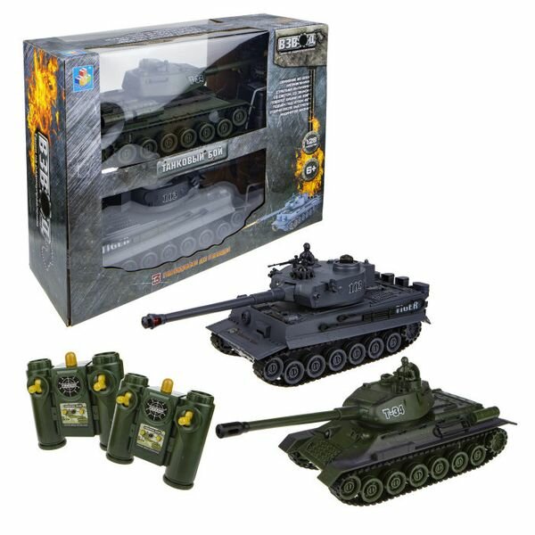 Детский игровой набор 1TOY взвод танковый бой на р/у, 35 см