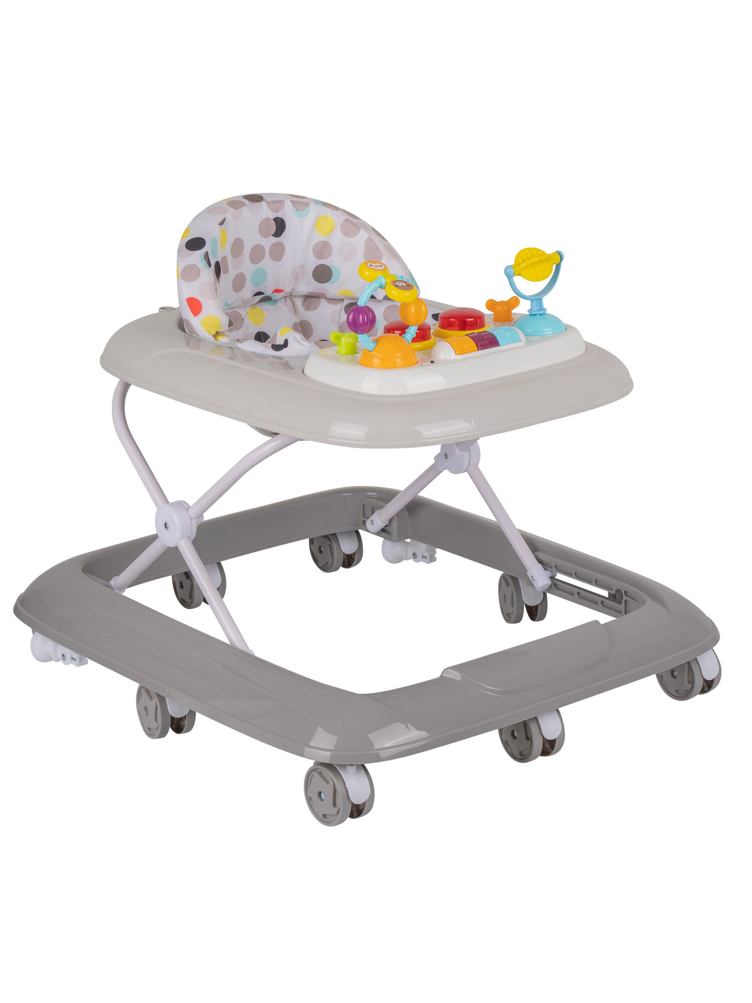 Ходунки детские Indigo Tiny с 6 месяцев, игровая музыкальная панель, световые эффекты, серый