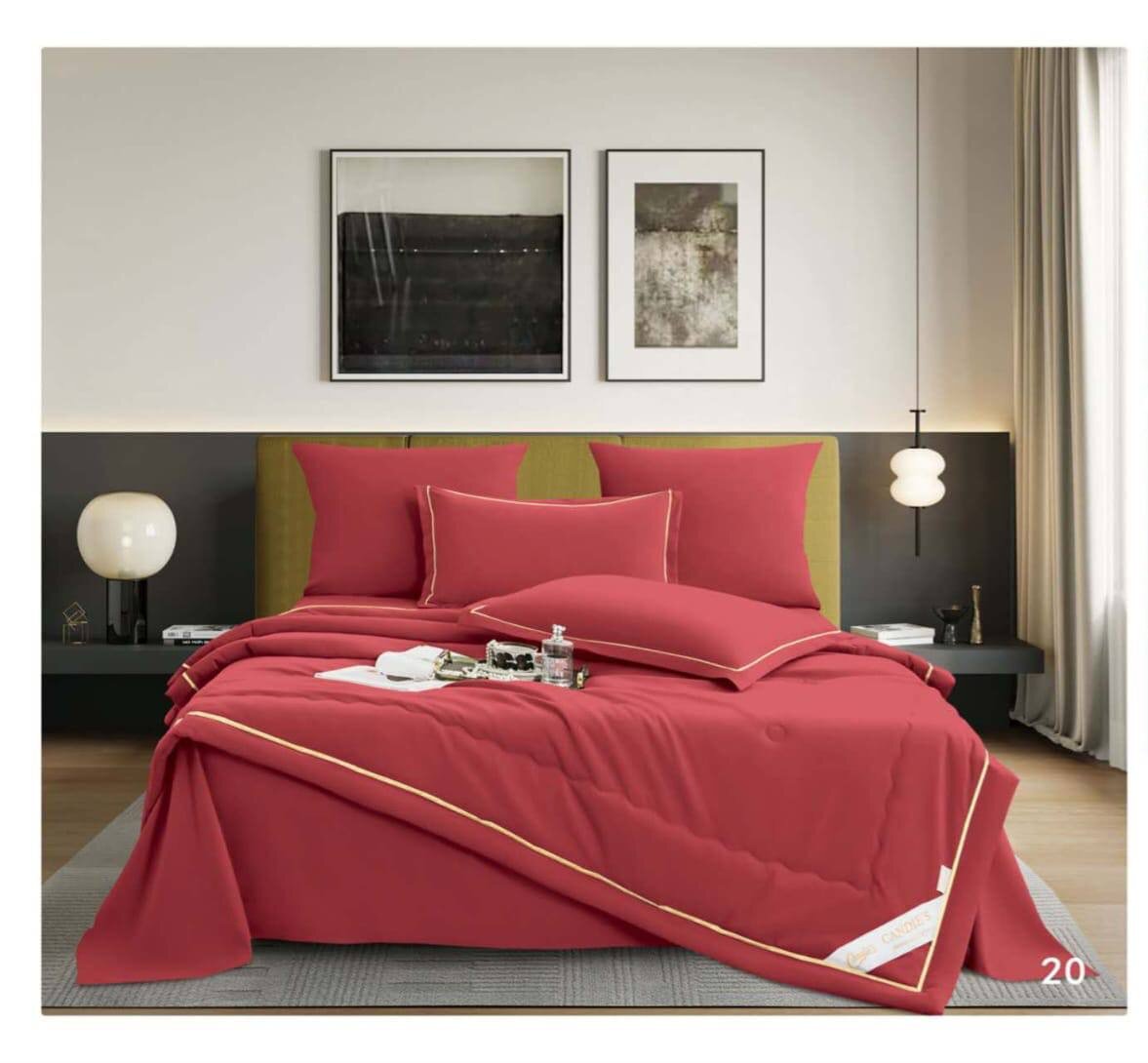 Комплект постельного белья 1.5 полуторный с одеялом бархатный Сатин с ушками