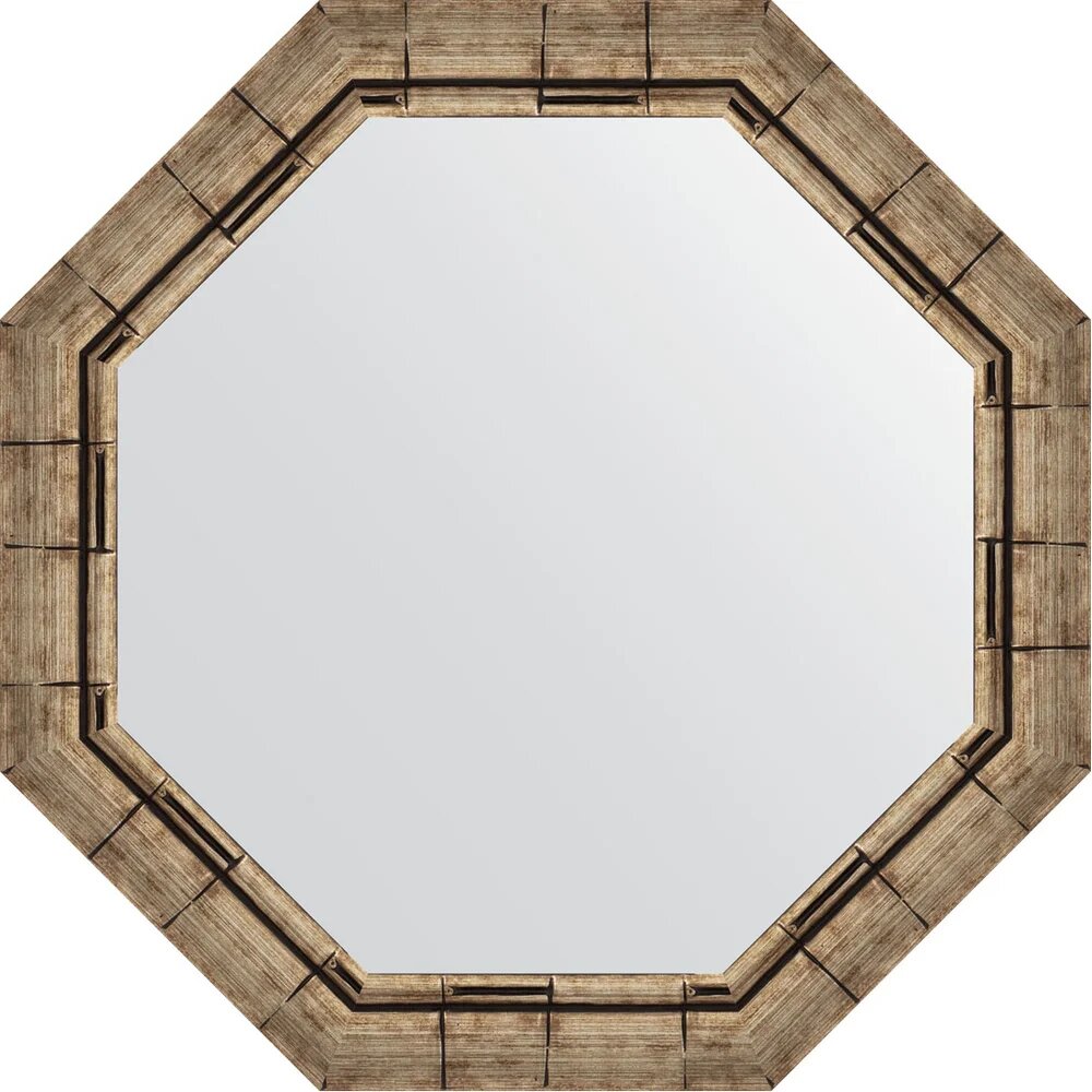Зеркало EVOFORM в багетной раме - серебряный бамбук 73 mm (68x68 cm) 7323