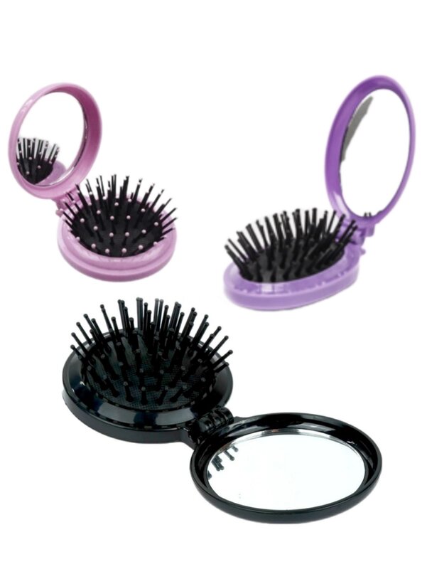 Расческа складная с зеркалом 6*7 см. Удобная, компактная, для сумочки любого размера