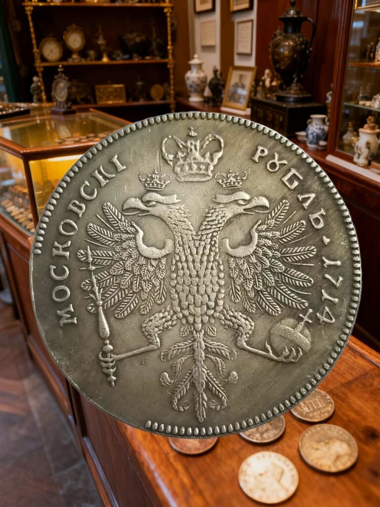 Монеты/Старинная русская монета 1714 года