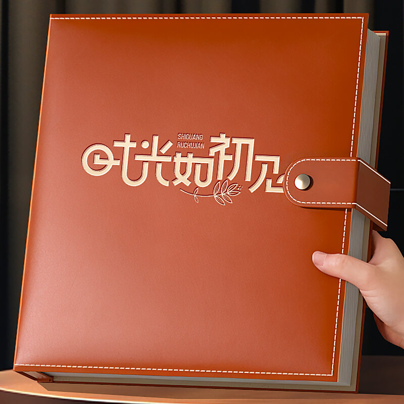 Двусторонний кожаный фотоальбом, памятный альбом, семейный фотоальбом большой вместимости, фотоальбом с кожаной застежкой в стиле вставки для фотографий 6inch премиум-класса.