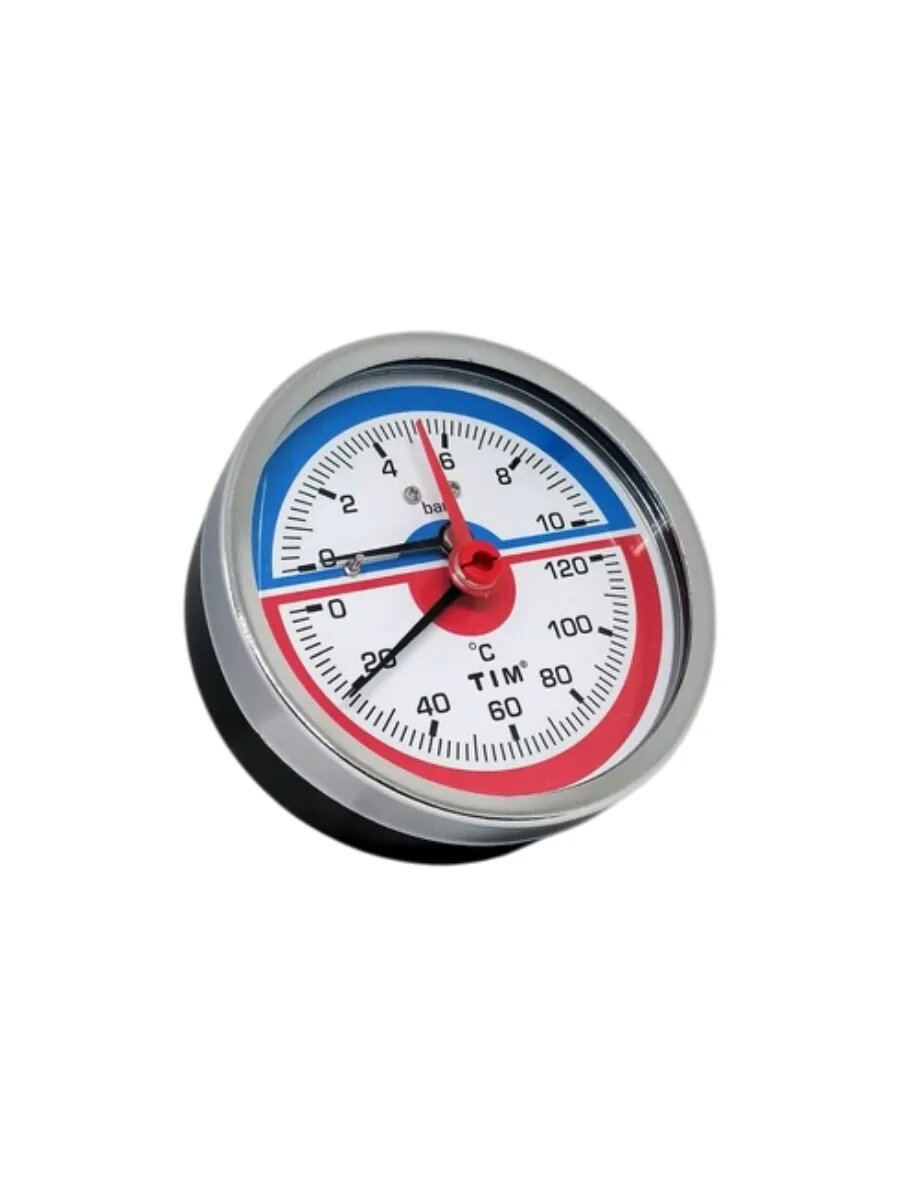 Термоманометр аксиальный TIM 1/2 (0-10 бар, 0-120 °С) 80мм