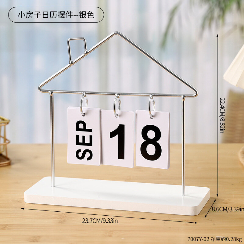 2026 Креативный настольный календарь, украшение в форме дома, железное искусство, вечный календарь, декор для офиса, деревянная основа, настольный календарь