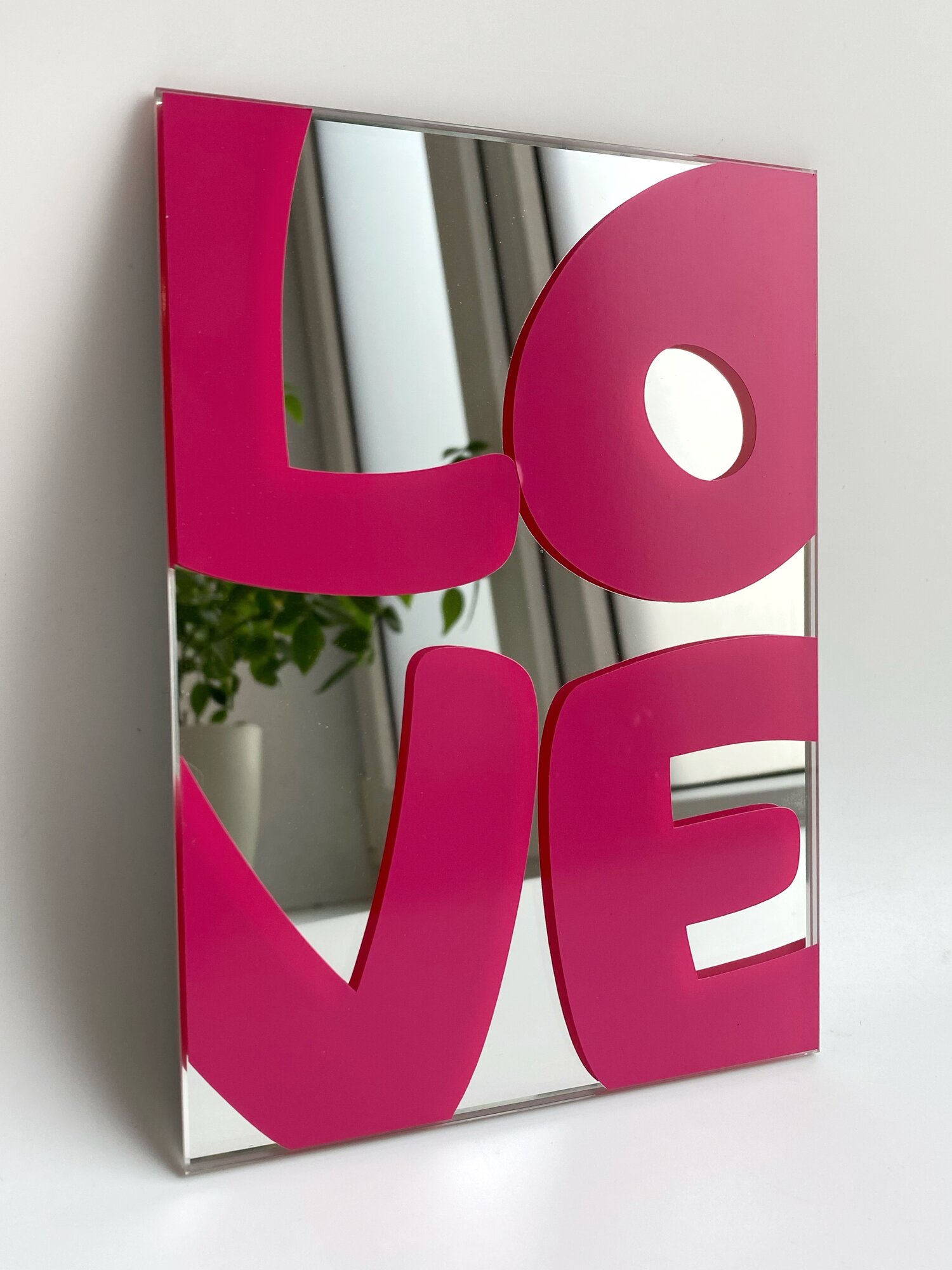 Интерьерное зеркало, стеклянная плитка, с надписью, размер 13х18