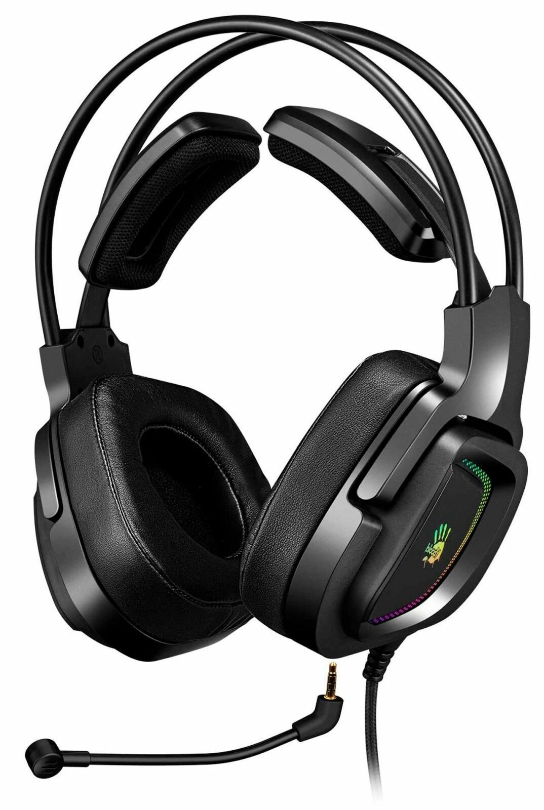 Наушники A4Tech с микрофоном, черный, 2 м, мониторные, оголовье (G575P 4PIN+USB/BLACK)