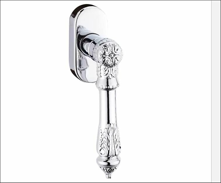 Поворотная оконная ручка из винтажной латуни с трехмерным рельефом 43 мм