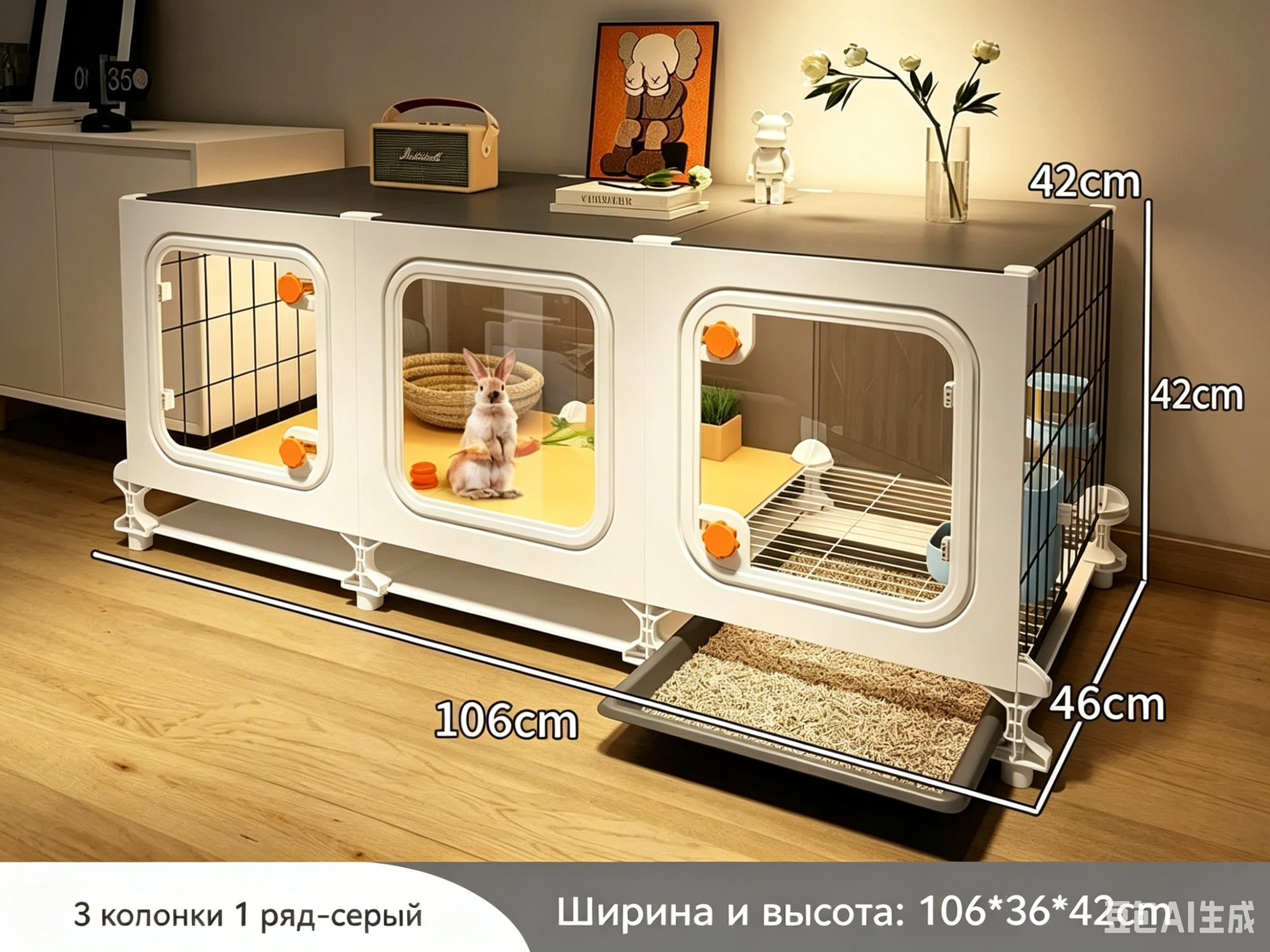 Клетка для кролика 106*36*42, грызунов, морской свинки, большая